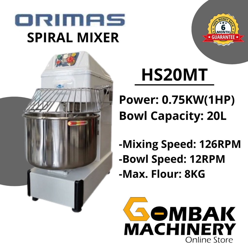 ORIMAS/GOLDEN BULL HS20MT Spiral Mixer 0.75KW 8kg 20Litre - Heavy Duty ...