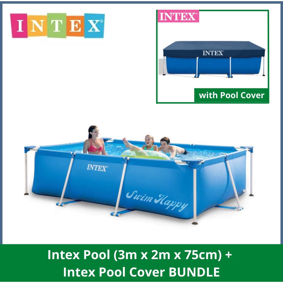 Intex Rectangular Frame Pool (3m x 2m x 75cm) + Intex Pool Cover BUNDLE ... Intex Rectangular Frame Pool (3m x 2m x 75cm) + Intex Pool Cover BUNDLE ...
