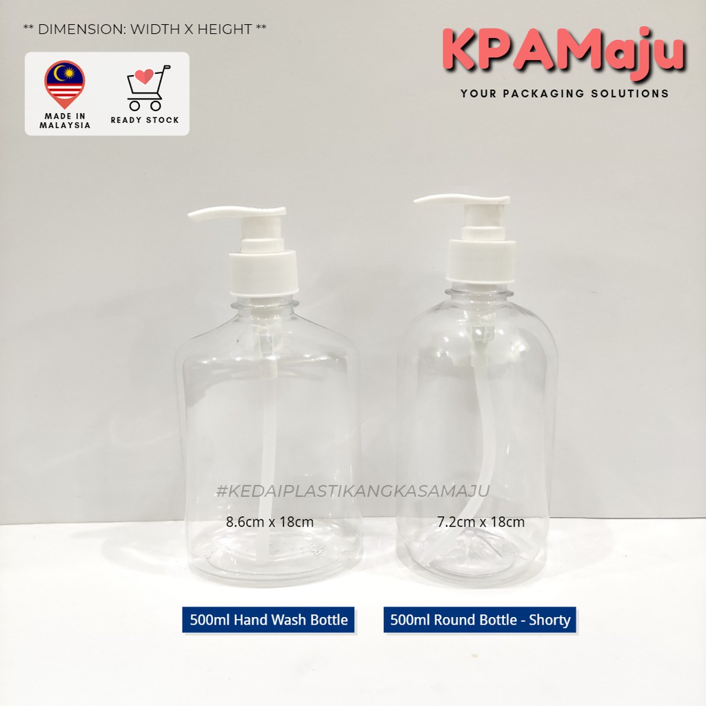 Botol Plastik + White Lotion Pump (500ml) - Round Bottle Plastic, PET ...