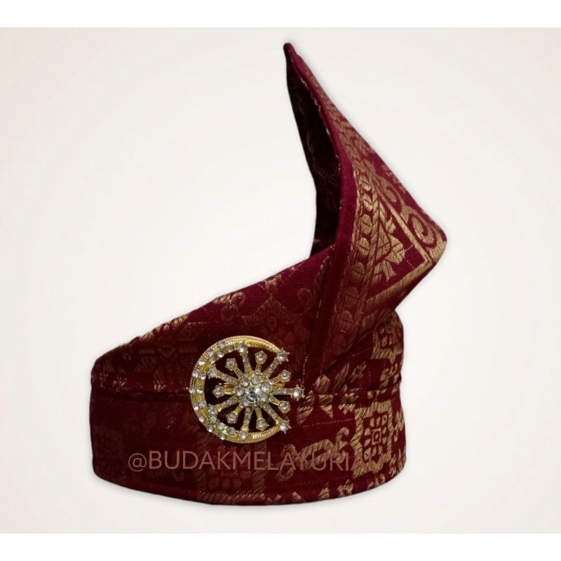MALAY TANJAK FULL SONGKET NATURAL CROWN TIE RIAU MALAY BUDAK | Shopee ...