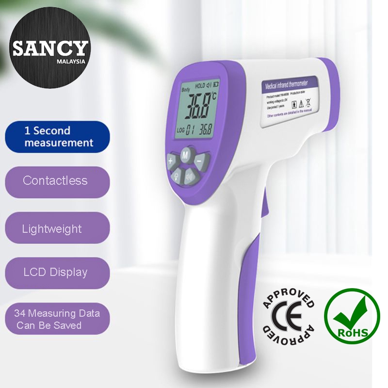 SANCY Contactless Forehead Body Temperature Infrared Thermometer With ...