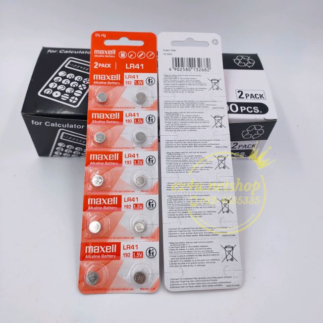 (Original) LR41 Maxell Micro Alkaline Battery Button Cell (10pcs ...