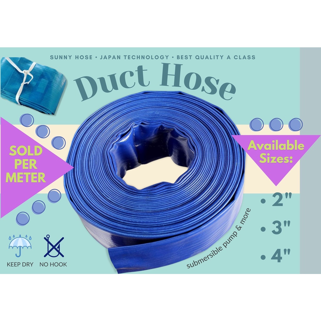Duct Flat Blue Hose ️ Sold per METER ️ Discharge Submersible Pump Hose ...