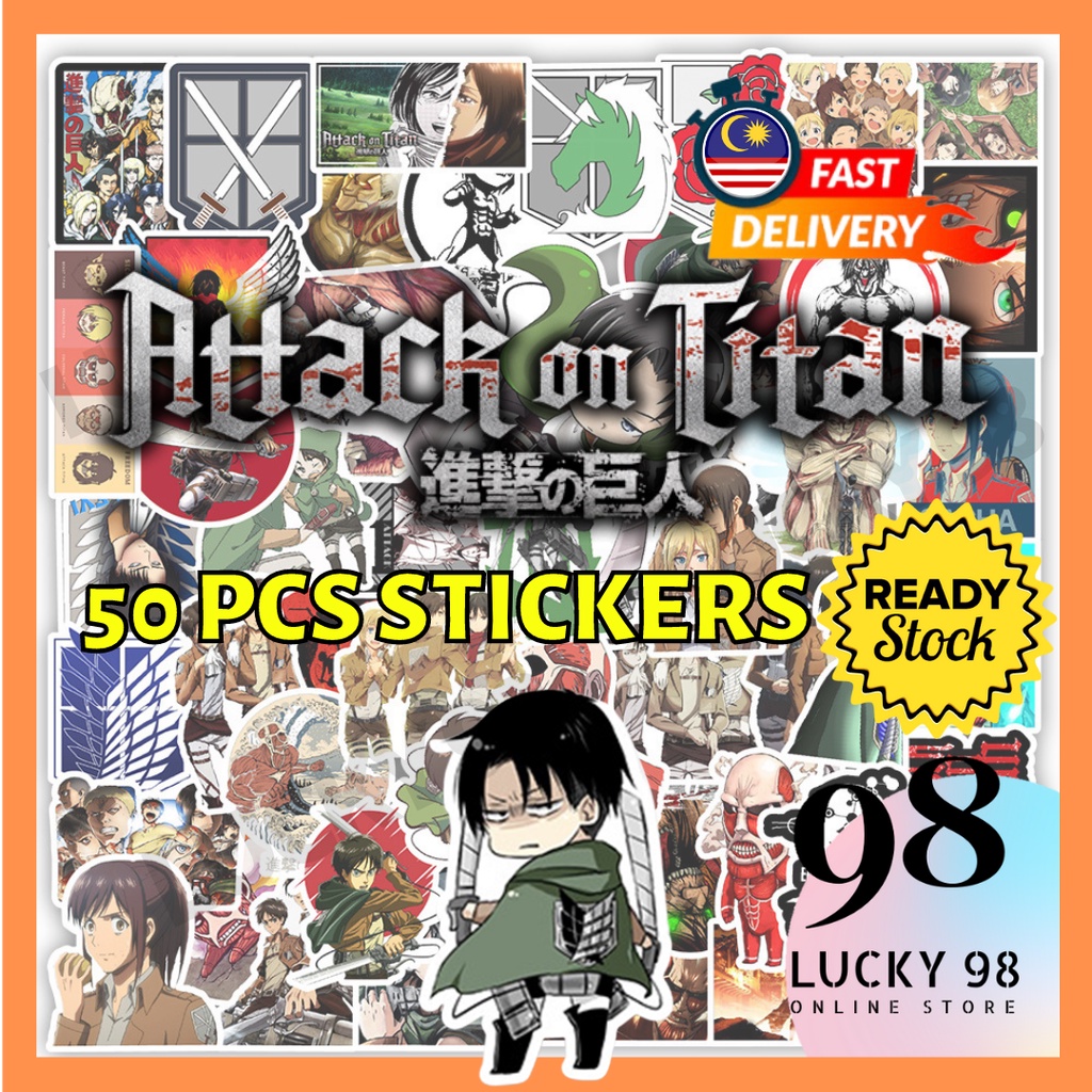 🔥🇲🇾 Ready Stock🔥 50 pieces of Japanese anime sticker AOT Attack on ...