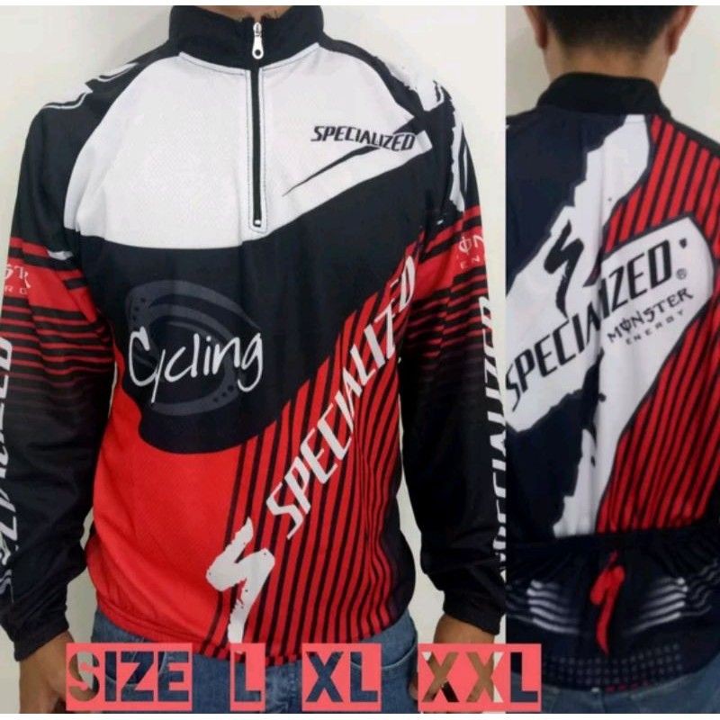 MERAH PUTIH HITAM Specialized black and white red bicycle cross jersey ...