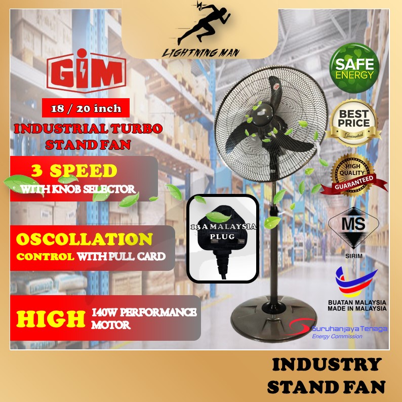 18'' / 20'' Gim High Quality 3 Blades Industry Stand Fan ( Industrial ...