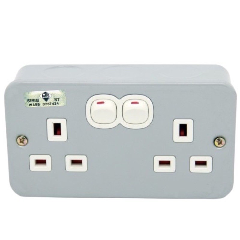 DOUBLE (2 WAY) SINGLE (1 WAY) METAL CLAD SWITCH SOCKET 13 AMP SIRIM APPROVED 3 PIN SWITCH SOCKET ...