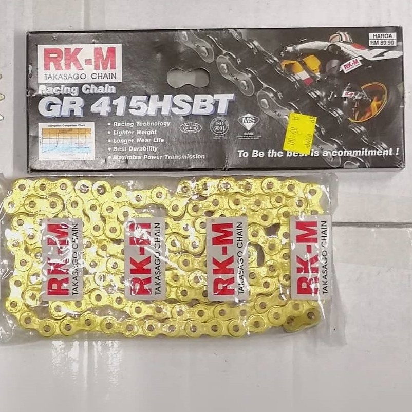 RKM CHAIN 415HSBT HEAVY GOLD 132L for Y15 LC135 RS150 Y150 RANTAI Y15ZR ...