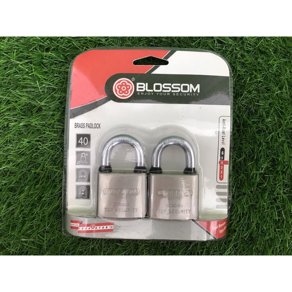 BLOSSOM BRASS PADLOCK 40mm x 2 pcs Set ANTI CUT /HEAVY DUTY SECUR ...