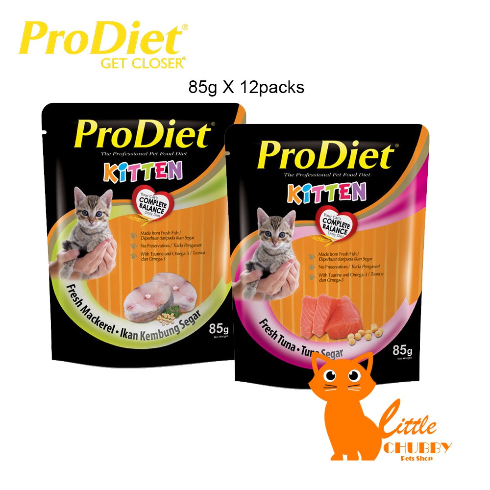 ProDiet Kitten Fresh Mackerel / Fresh Tuna Pouch Cat Wet Food ( 85g x ...