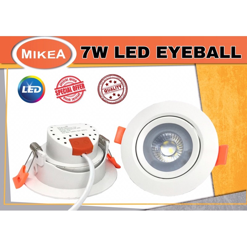 LED Eyeball 7W Recessed Lighting Fixture 3 Colours / Warm White ...