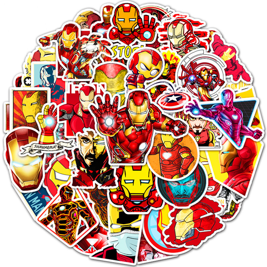50Pcs/Set Iron Man - Marvel Superhero Tony Stark Stickers The Avengers ...