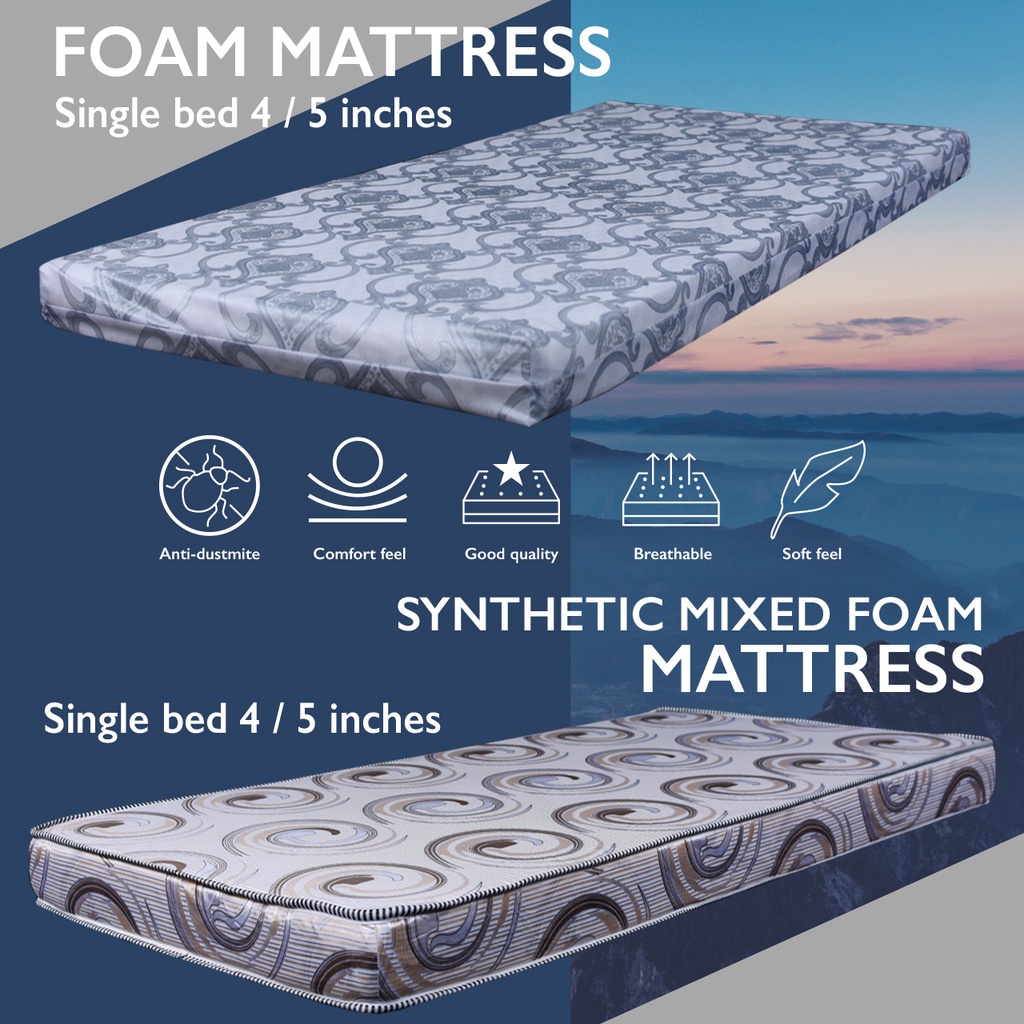 NTR 5" & 4" Single Mattress Bed Tilam Bujang Asrama Foam Mattress ...