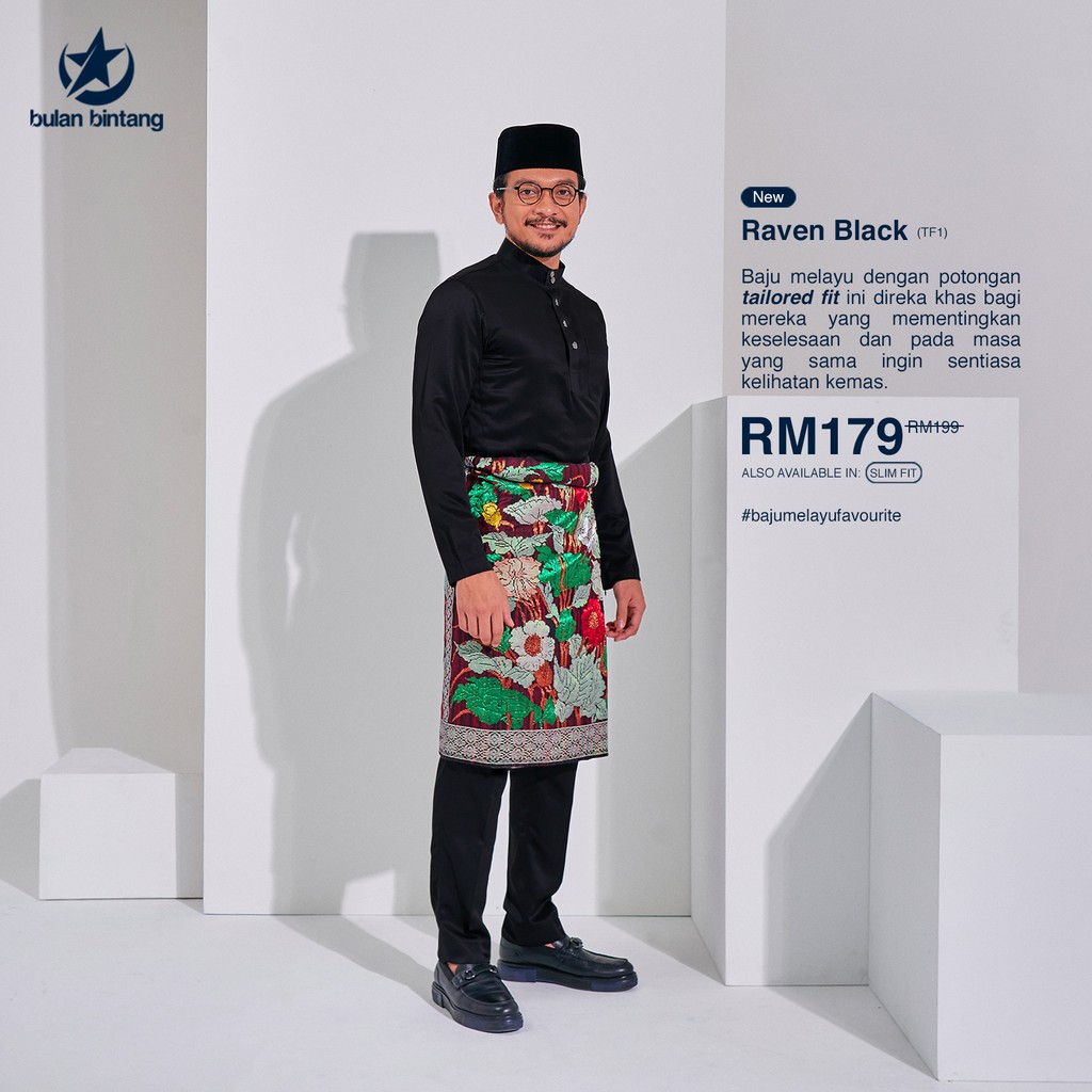 Baju Melayu Tailored Fit Raven Black TF1 | Shopee Malaysia