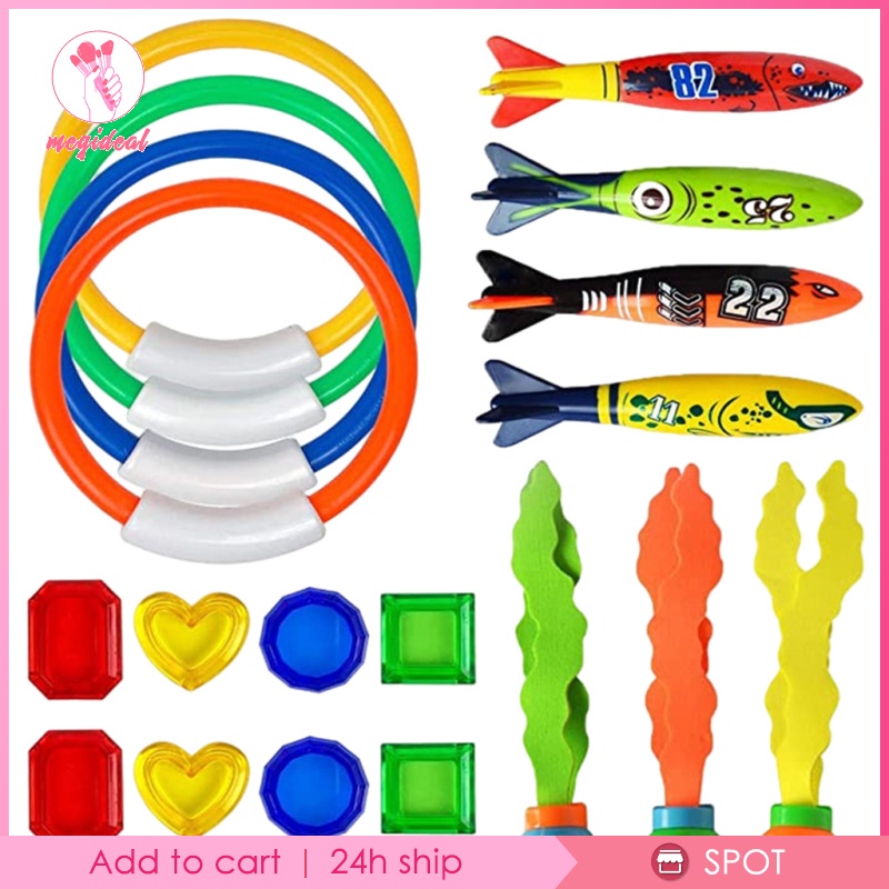[MEGIDEALMY] 19 Piece Diving Toy Set Underwater Swimming Pool Sinking ...