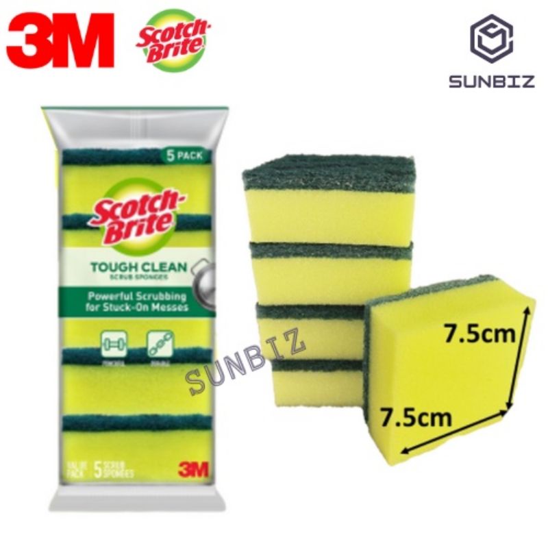 3M Scotch Brite Scouring Sponge Dish Pot Wash Cleaning Span Basuh Cuci ...