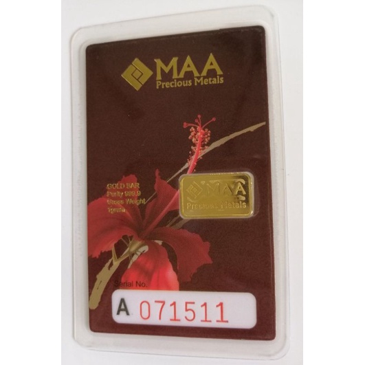 1g GOLD BAR 999 MAA AMETHYST Goldbar Emas 1 Gram Coin Wang Duit Bank ...