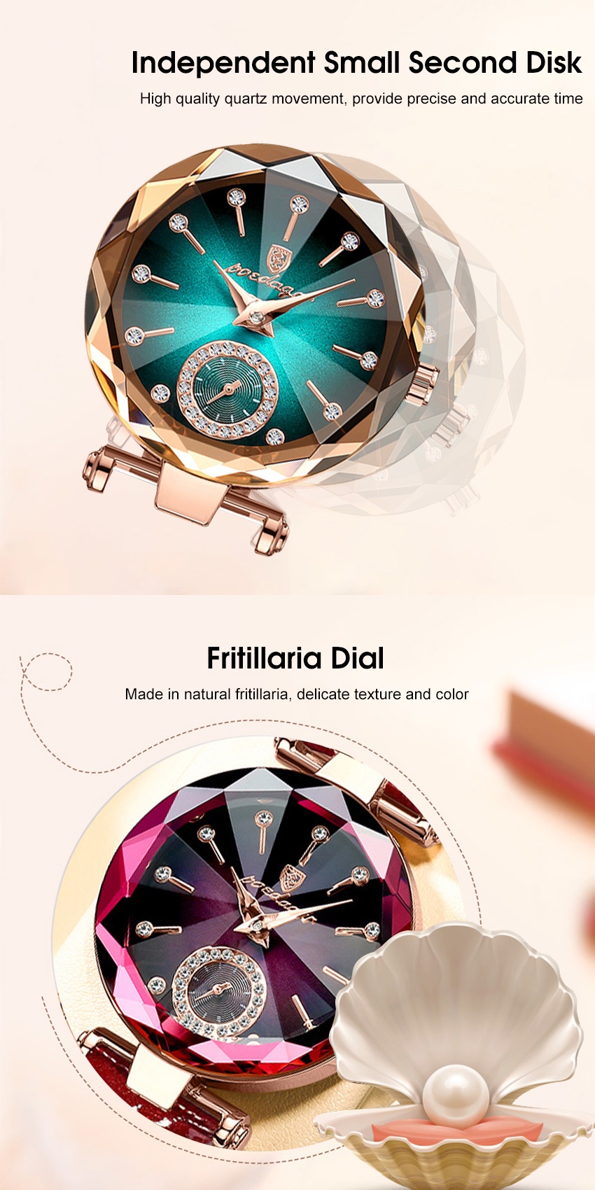 LouisWill Women's Fashion Watches Gradient Two And A Half Needle Watch ...