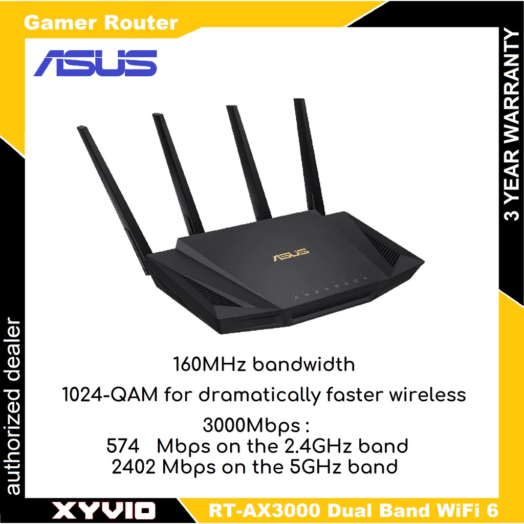 ASUS RT-AX3000 | RT-AX58U Dual Band WiFi 6 (802.11ax) Router supporting MU-MIMO and OFDMA WiFi 6 ...