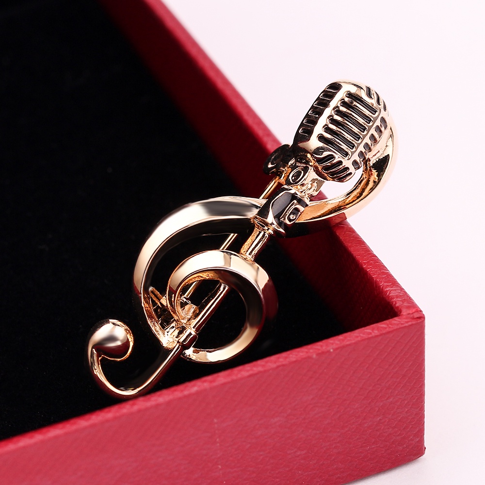 Microphone Music Note Brooches Enamel Pin For Women Men Singer Party ...