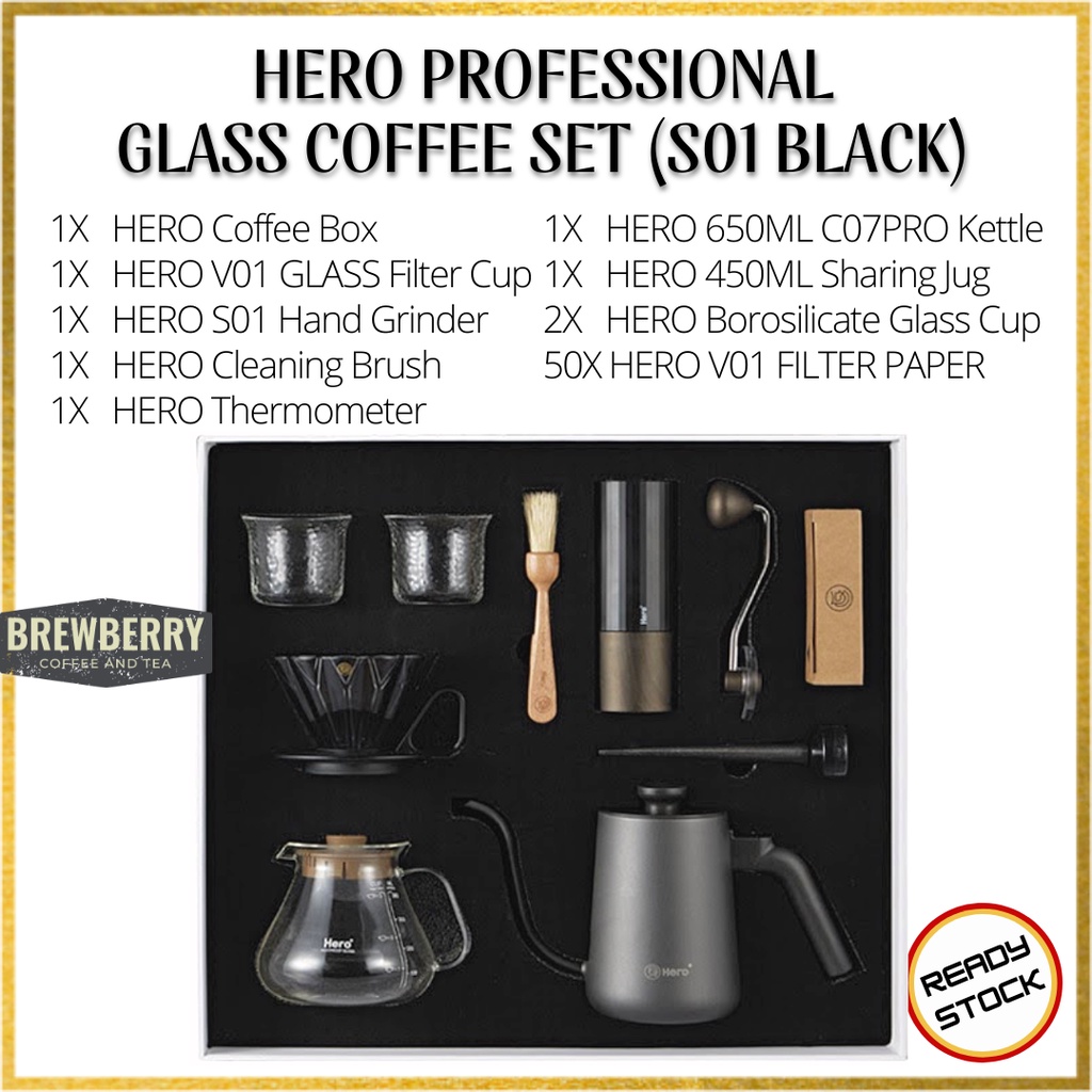 HERO Coffee Gift Set Luxury Present Glass Coffee Brewing Gift Box Set ...
