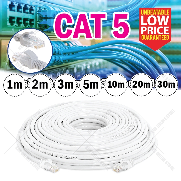 White RJ45 CAT 5 Ethernet Network LAN Cable Modem Router Connector ...