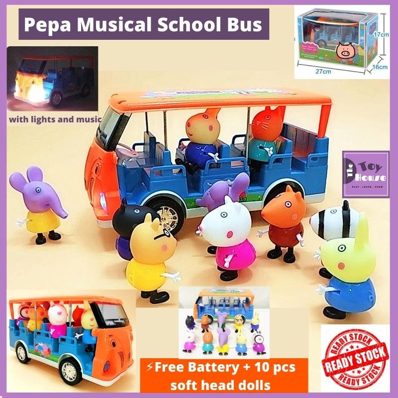 【The Toy House】⚡Ready Stock⭐ Pepa Pig Electric Musical School Bus Toys ...