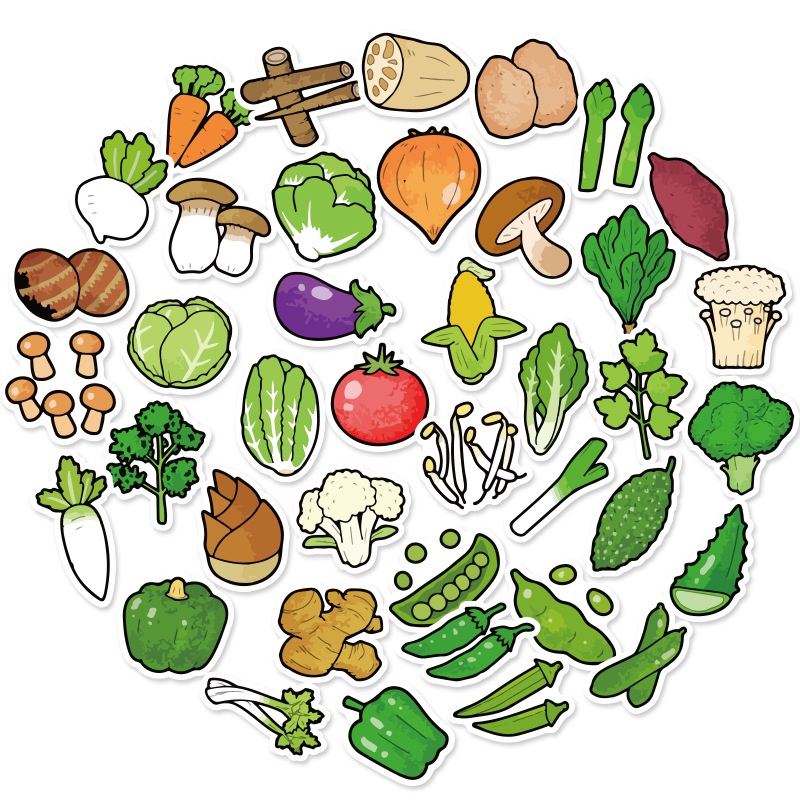 40 pcs Cartoon Vegetables Waterproof Scrapbook Stickers | Shopee Malaysia