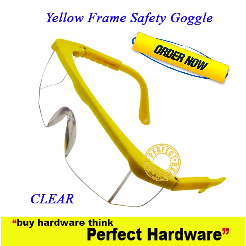 YELLOW Frame Safety Goggle Clear Black | Shopee Malaysia