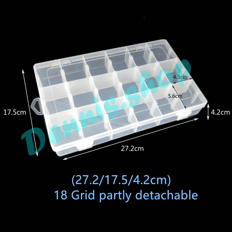 Large 18 compartments detachable transparent plastic storage box大号18 ...