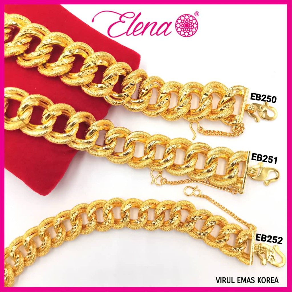 Elena Emas Korea Bracelet - Gelang Tangan Dewasa ( EB250 )( EB251 )( EB252 ) | Shopee Malaysia