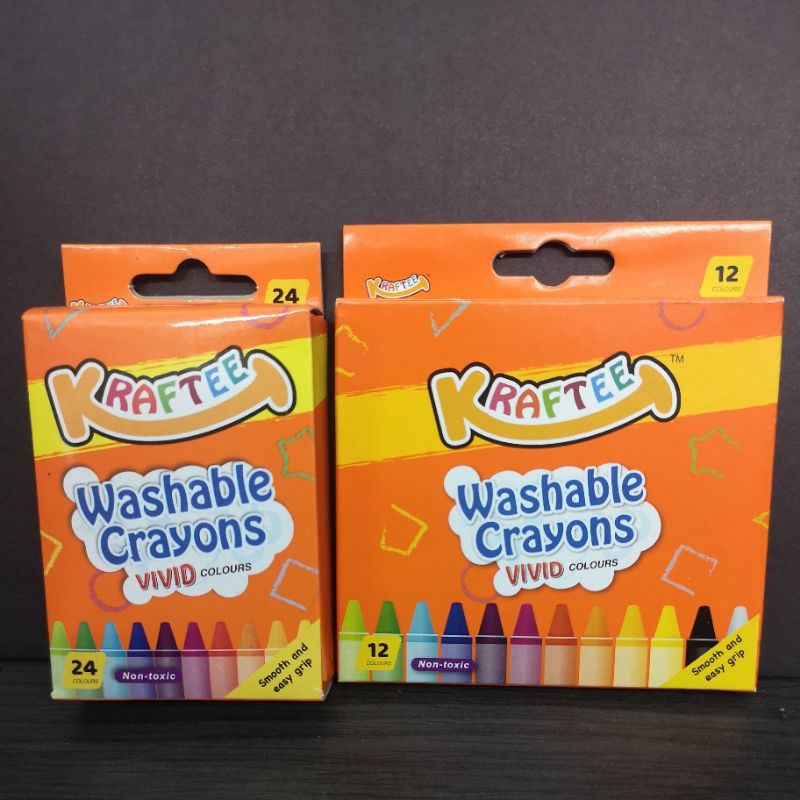 Kraftee Washable Crayons Vivid Colours | Shopee Malaysia