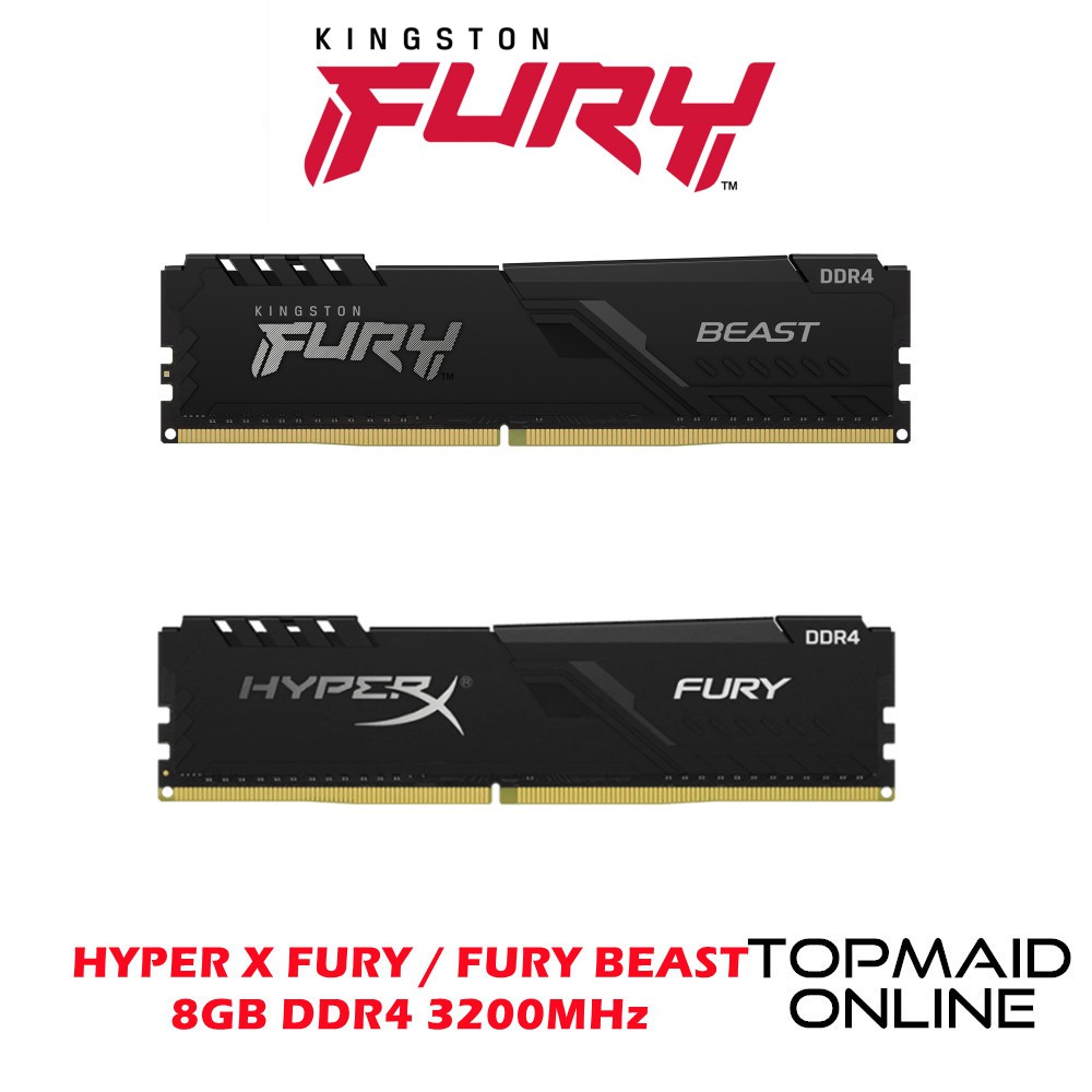 KINGSTON HYPER X FURY / FURY BEAST 8GB / 16GB DDR4 3200MHz PC GAMING ...