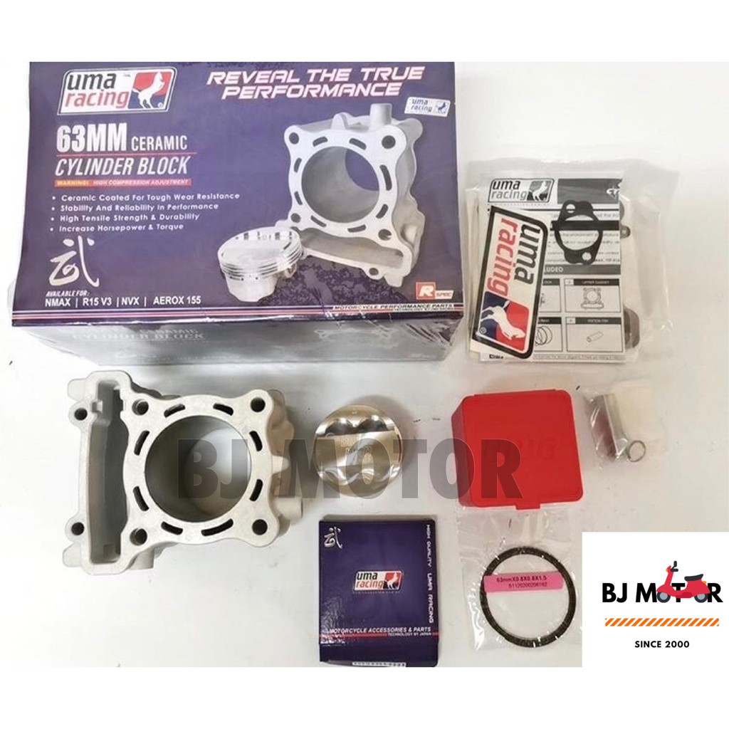 UMA RACING NMAX/R15 V3/NVX/AEROX 155 63MM X PRO Ceramic Cylinder Block ...