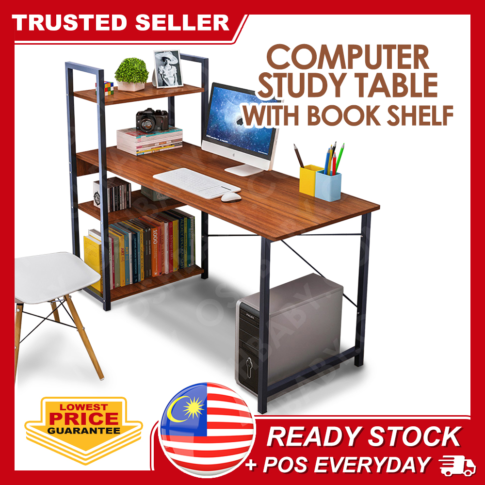 Clearance COMPUTER STUDY TABLE WITH BOOK SHELF(D.BROWN) Modern Computer ...