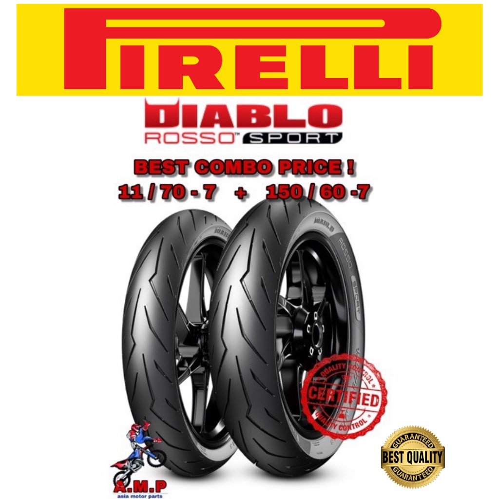 COMBO DEAL PIRELLI ROSSO SPORT Tubeless Tyre Tayar Motorcycle 110/70-17 ...