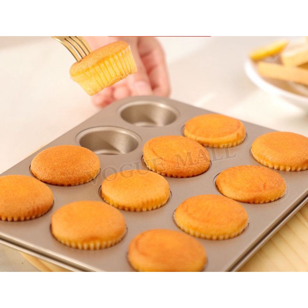 💕Malaysia Ready Stock💕12 Hole Non-Stick Muffin Hokkaido Cupcake Cookies ...