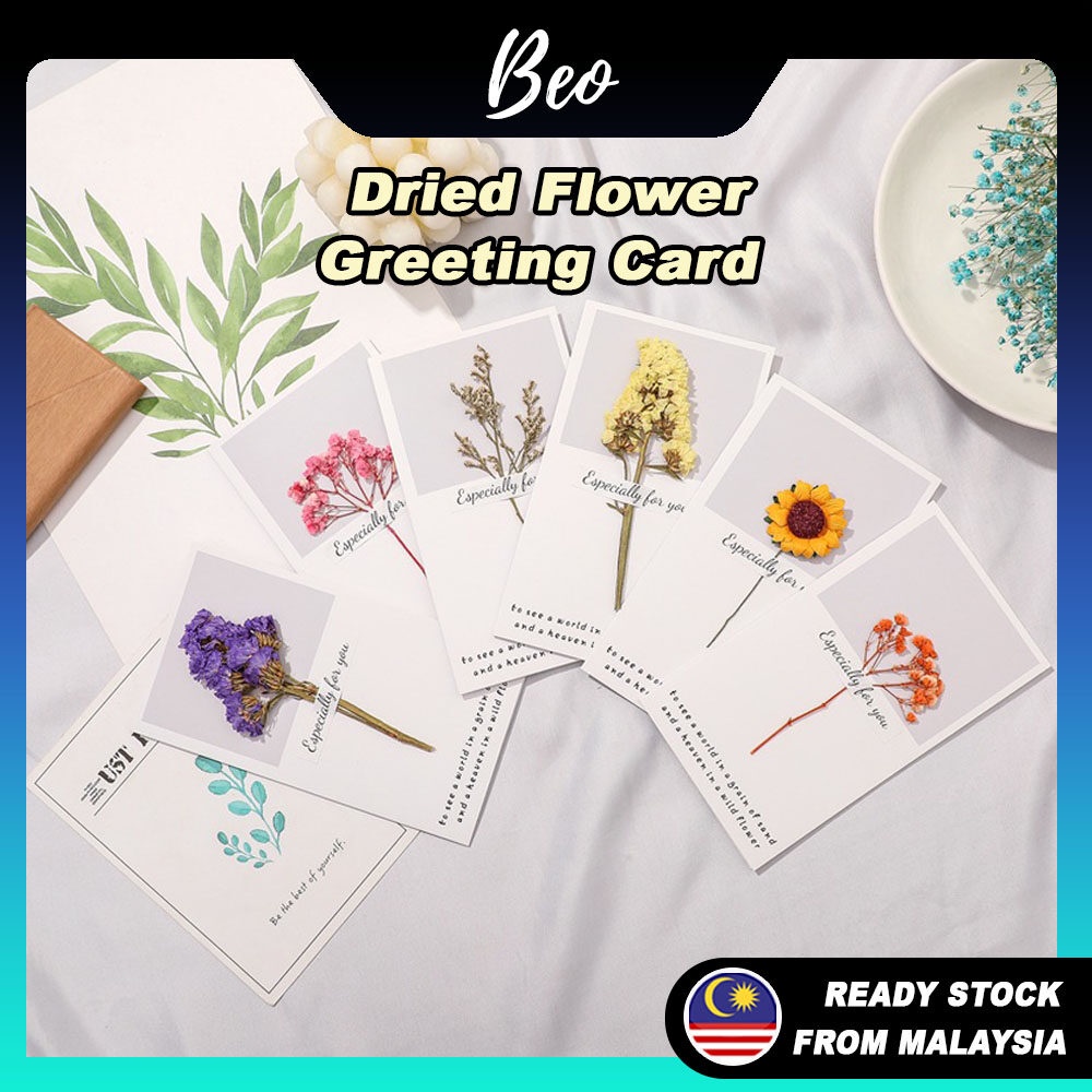 Korean Creative INS Dry Flower Greeting Blessing Invitation Wishes Card ...