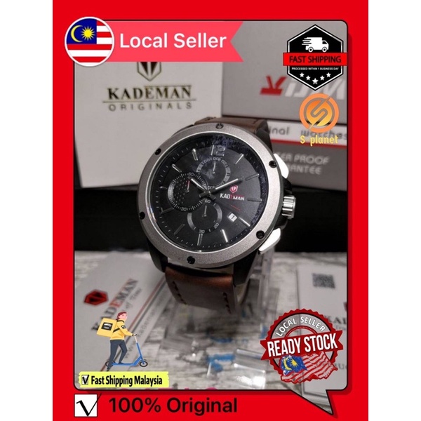 🇲🇾Ready stock🇲🇾 KADEMAN K845 Men‘s Leather Fashion Watch With Date ...