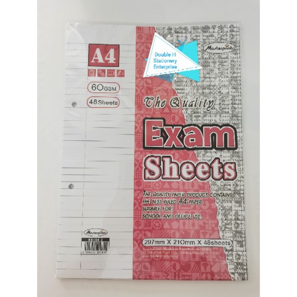 Masterprint A4 Exam Sheet 60gsm (48's / Pkt) | Shopee Malaysia