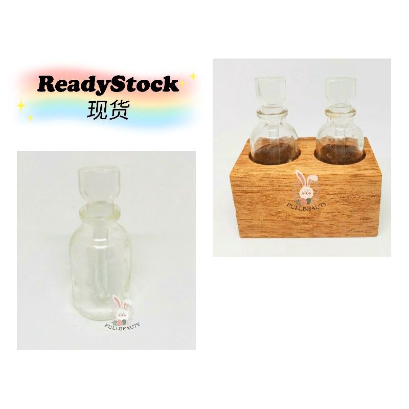 ReadyStock#Glass Acid Bottle With Wooden Holder#Asid Botol Kaki Kayu# ...