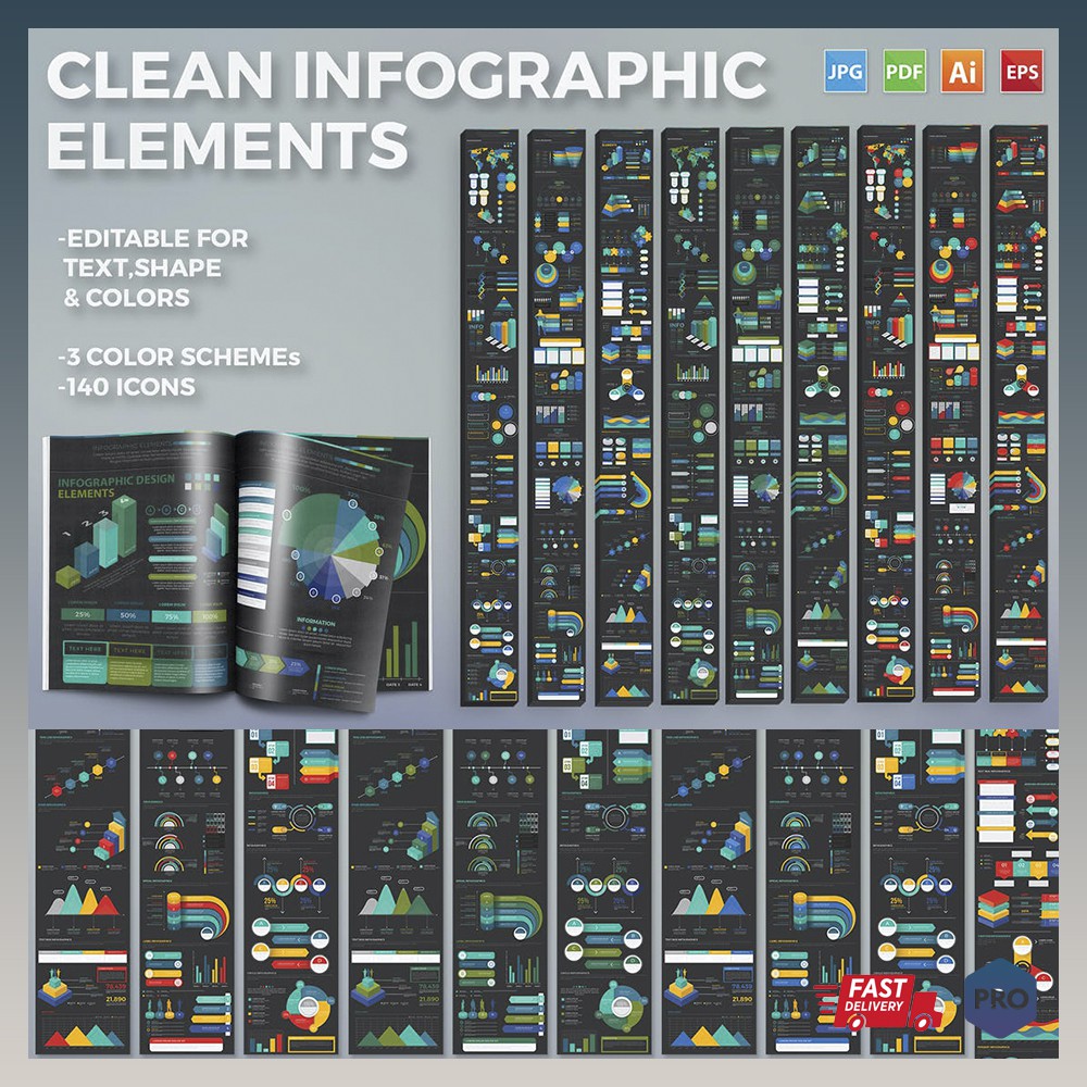 Clean Infographics Vector for Adobe illustrator | EPS | PDF | JPG ...