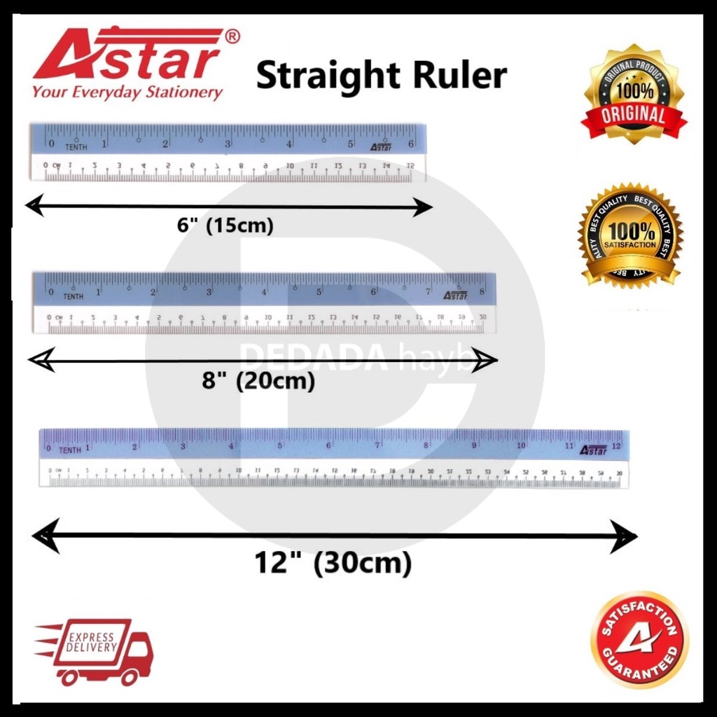 Astar Straight Ruler 6"(15cm) / 8"(20cm) / 12" (30cm) SR6 SR8 SR12 | Shopee Malaysia