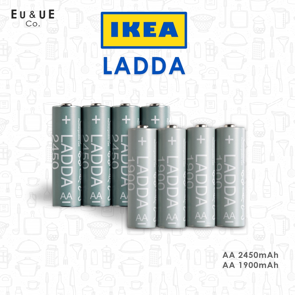 IKEA LADDA Rechargeable Battery AA. New Ready to Use 2450mAh Ni-MH. Bateri Cas Semula IKEA ...