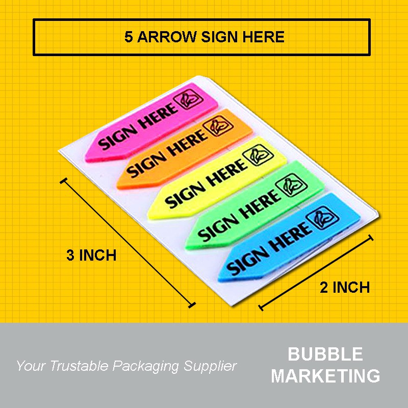 masterborong 5 Arrow Sign Here Sticky Note Memo Pad Fluorescent Cyber ...
