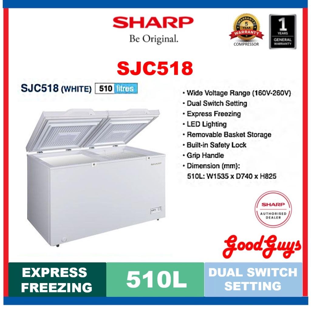 [Seller's Own Fleet] Sharp SJC518 510L Chest Freezer with Express ...