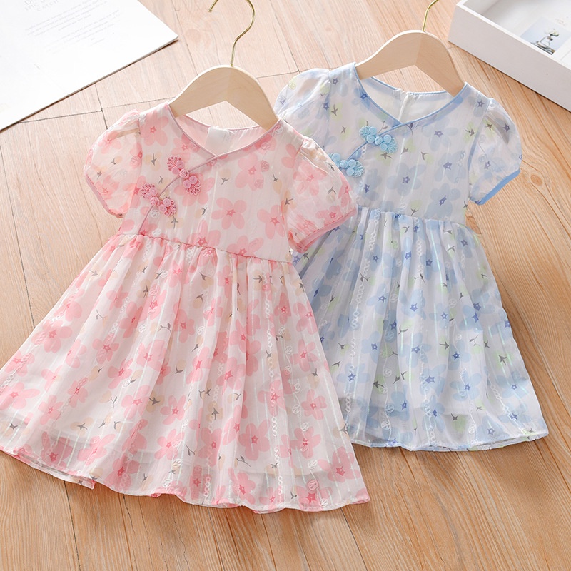 Baby Princess Chiffon Dress Children Girls Floral Prints Dresses ...