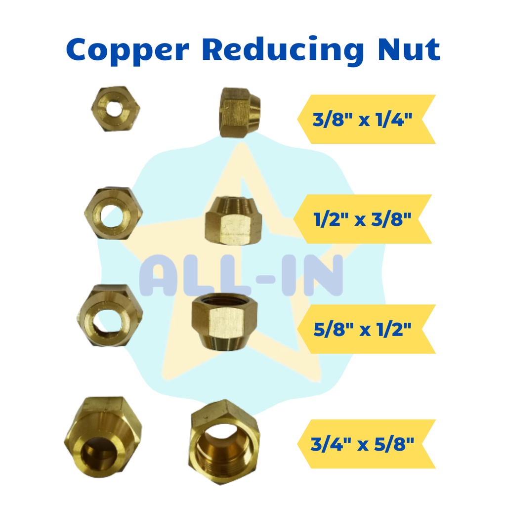 Copper Reducer Flare Nut (1 pc/pack) | Shopee Malaysia