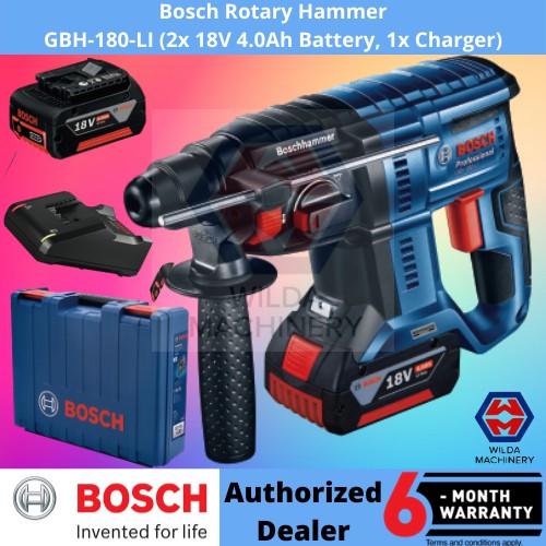 BOSCH GBH 180-LI Cordless Brushless Rotary Hammer Kit - 06119111L2 ...