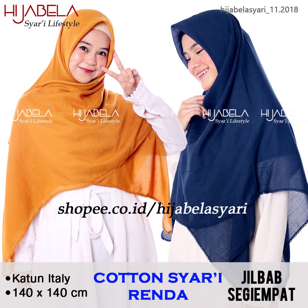 Cotton Syari Renda Jilbab Quadrilateral by Scarf Hijab Quadrilateral ...
